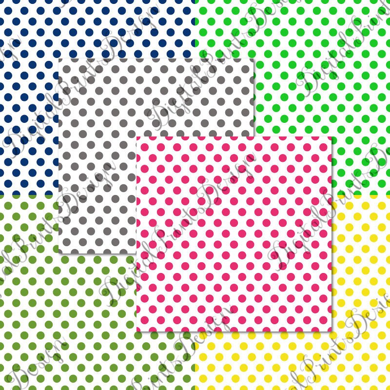 LARGE POLKA DOTS Digital Paper Rainbow Large Polka Dots Digital Paper ...