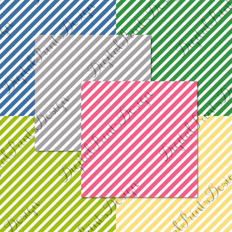 DIAGONAL STRIPES Pattern 50 Color Paper Pack Diagonal Digital - Etsy