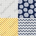 MUSTARD YELLOW & NAVY Blue Digital Paper Pack Chevron Arrows Floral ...