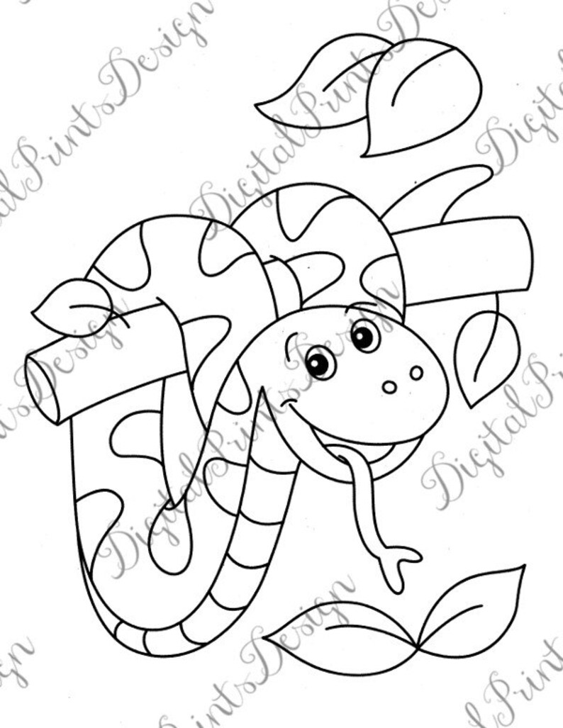 SVG Printable Snake Coloring Page Printable Art for Kids Jungle Animal ...