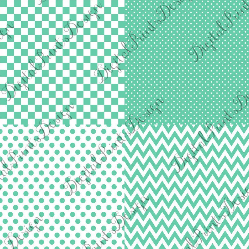 Mint Geometric Digital Papers Printable Mint Geometric Pattern Mint ...