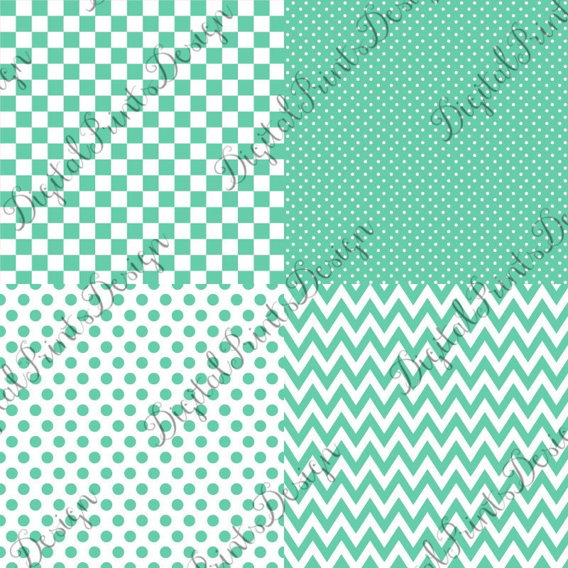 Mint Geometric Digital Papers Printable Mint Geometric Pattern Mint ...