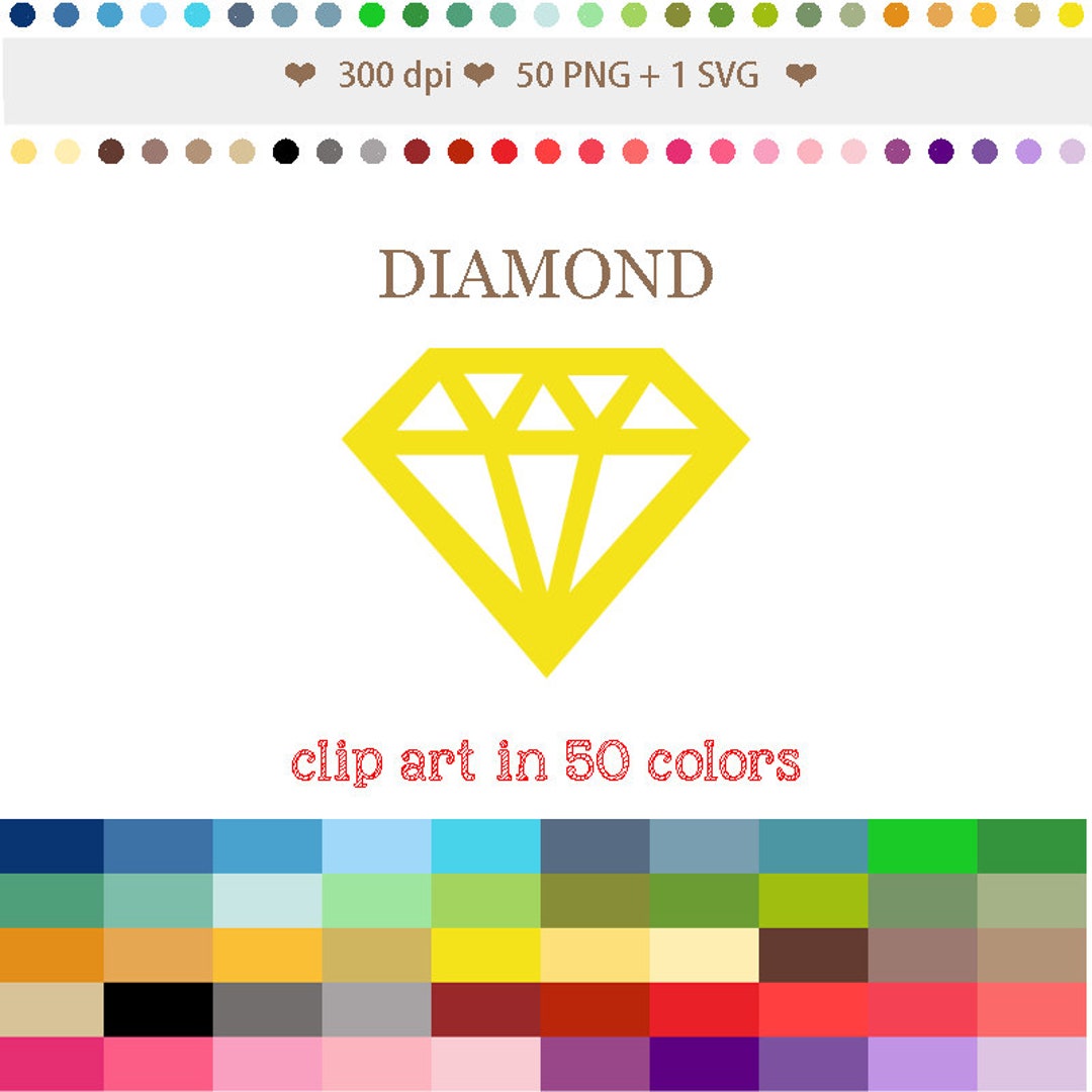 50 Colors Digital DIAMOND Clipart Gemstone Clipart Rhinestone Clipart ...