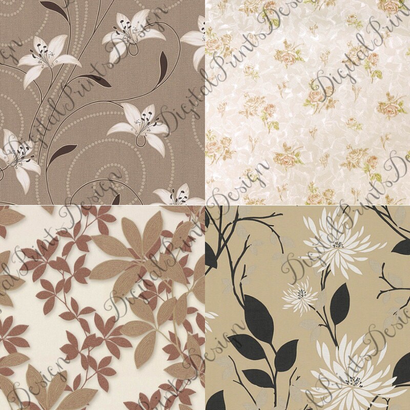 BROWN FLORAL BACKGROUNDS Digital Paper Floral Digital Papers Paste ...