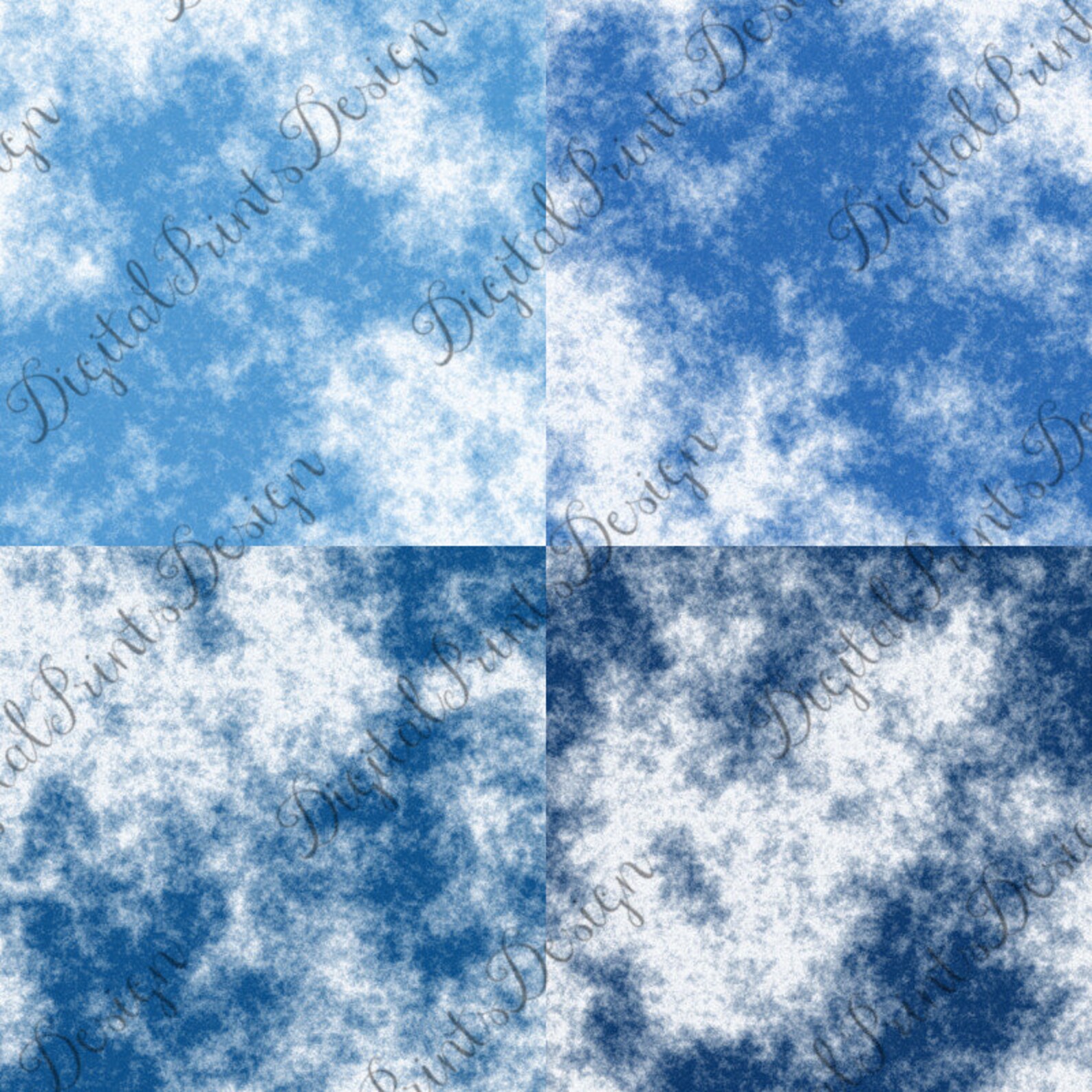 CLOUDY SKIES Digital Papers Clouds Scrapbooking Paper Blue Sky - Etsy