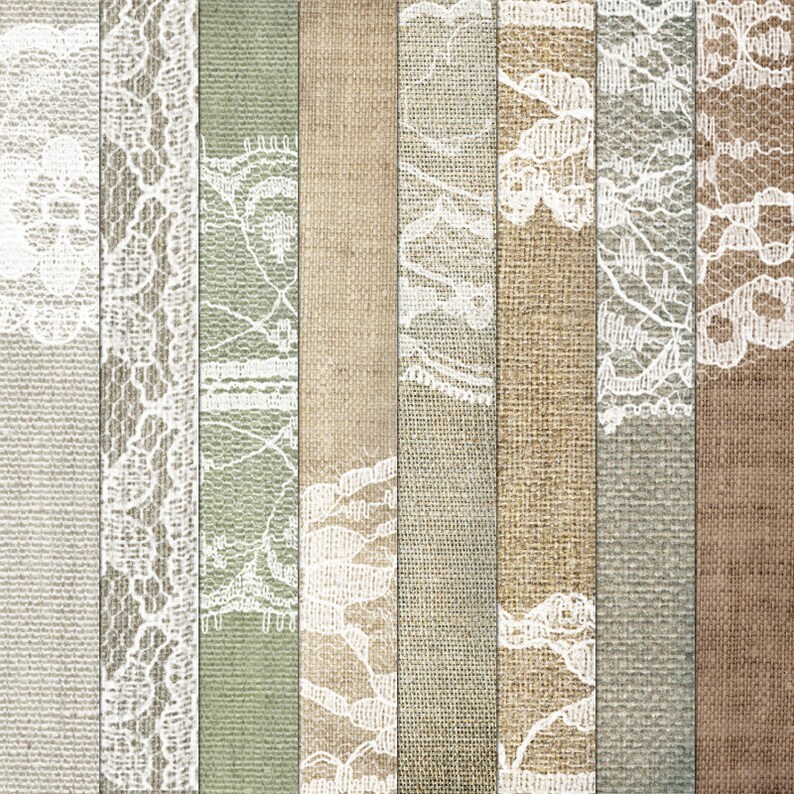 LINEN & LACE Digital Paper Burlap Digital Paper White Lace | Etsy