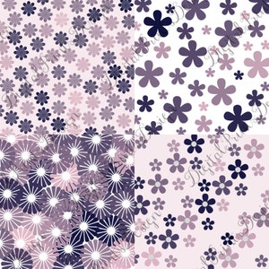 PINK and LILAC FLOWERS Digital Paper Floral Backgrounds Floral Paper ...
