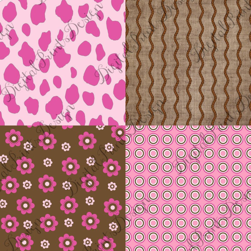 COWGIRL LINE DANCE Digital Paper Seamless Pattern Pink Brown - Etsy