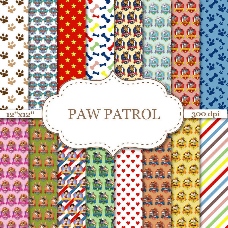 PAW PATROL Digital Paper Paw Patrol Digital Papers Paw Patrol - Etsy