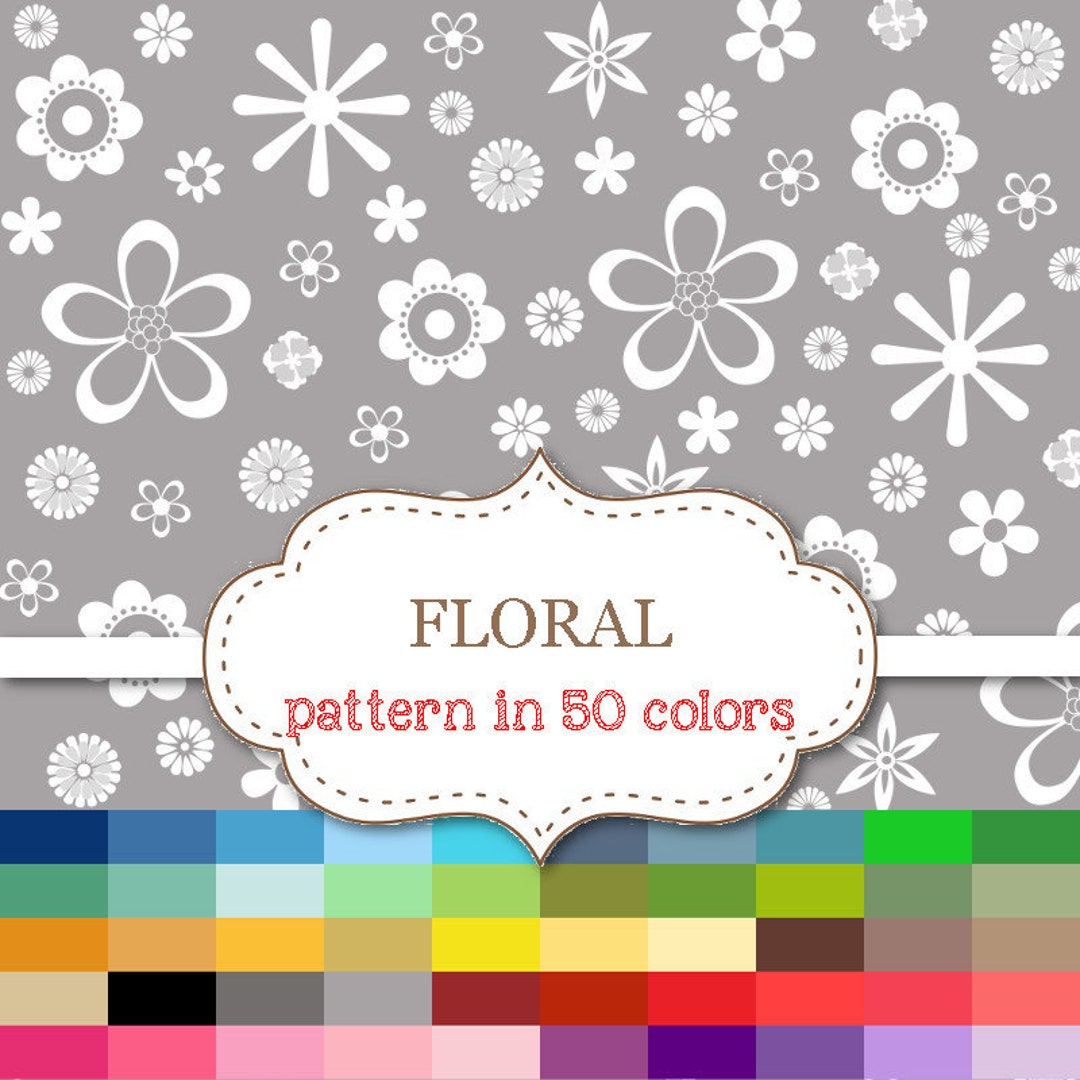 FLORAL Digital Paper 50 Color Paper Pack Floral Background Printable ...