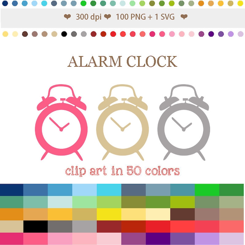 50 Colors Digital ALARM CLOCK Clipart Clocks Clip Art Digital Alarm ...