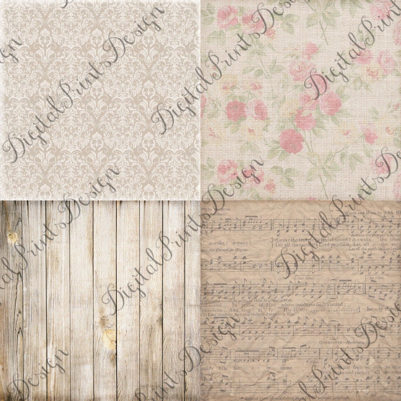 RUSTIC CHIC Vintage Digital Paper Shabby Chic Paper Rustic - Etsy