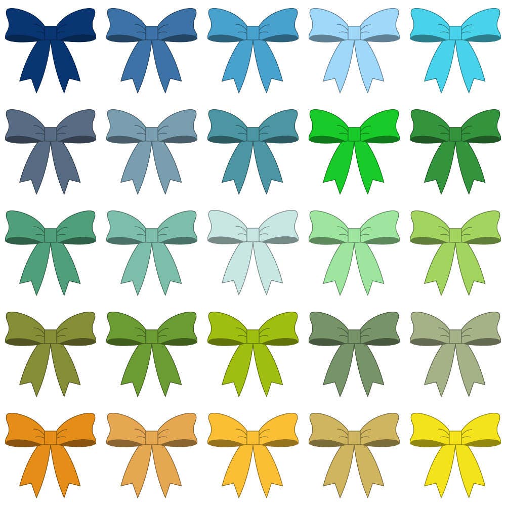 50 Colors Digital BOW Clipart Gift Bow Clip Art Rainbow Bow - Etsy