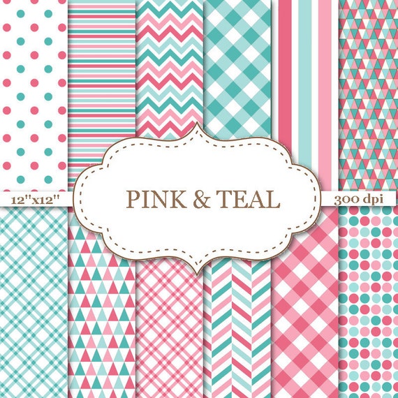 Teal And Pink Chevron