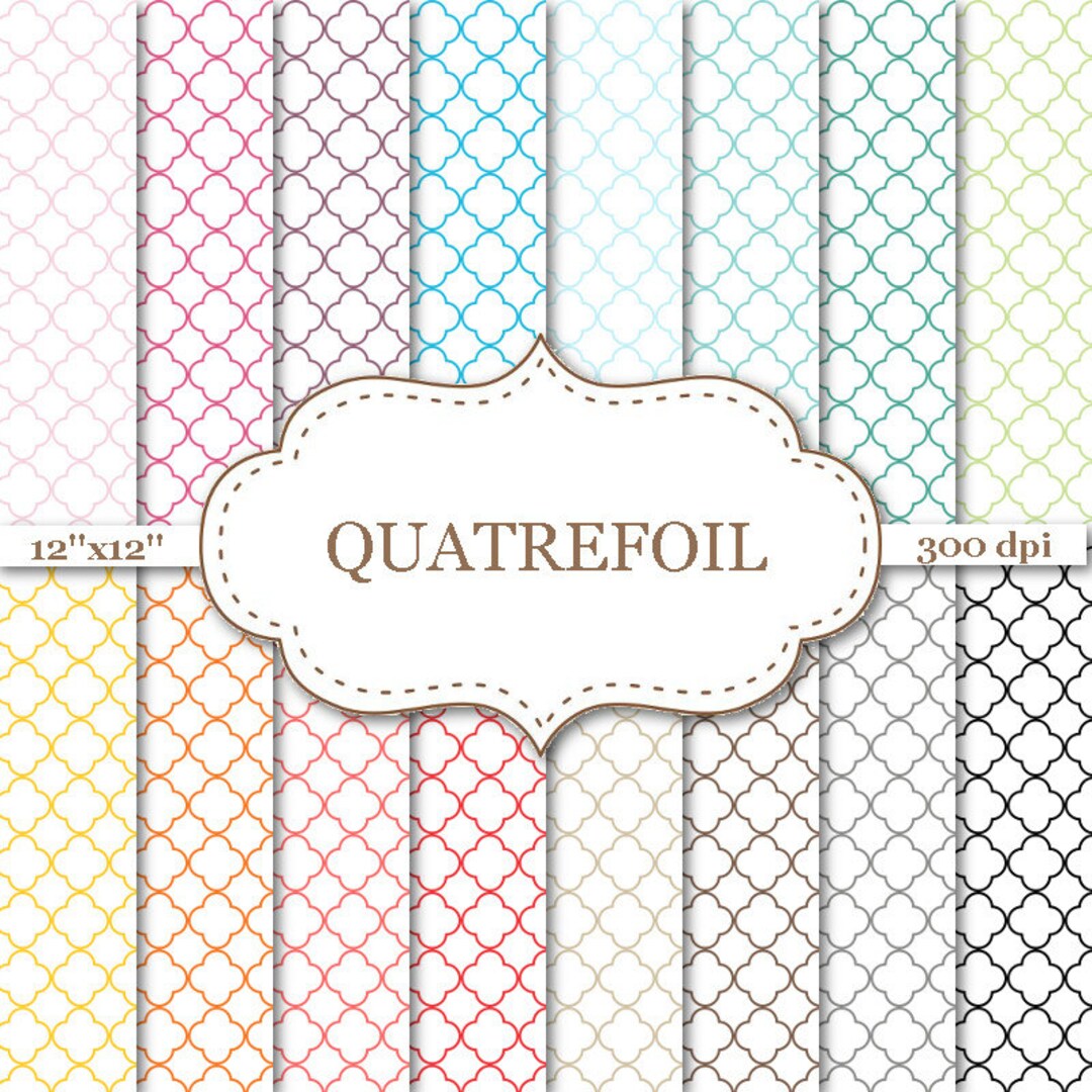 QUATREFOIL Digital Paper Colorful Qatrefoil Scrapbook Paper Printable ...