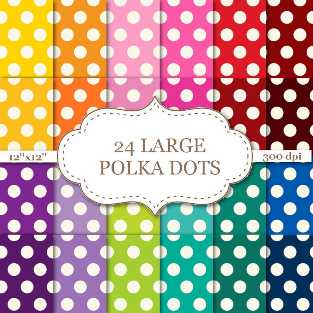 LARGE POLKA DOTS Digital Paper Rainbow Big Polka Dots Digital Paper ...