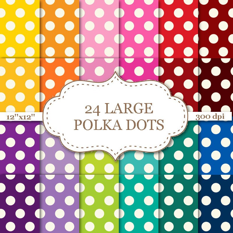 LARGE POLKA DOTS Digital Paper Rainbow Big Polka Dots Digital Paper ...