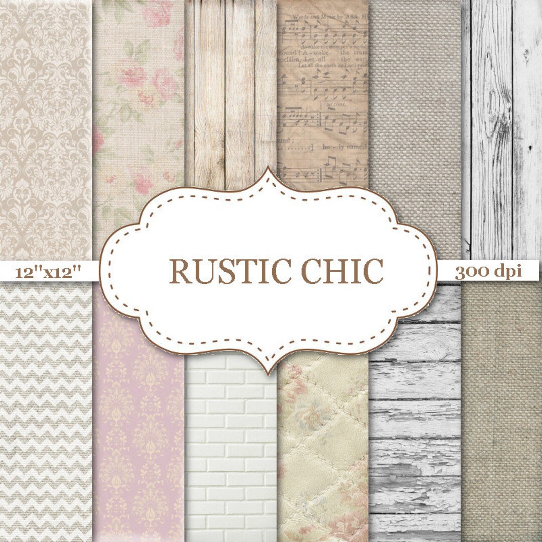 RUSTIC CHIC Vintage Digital Paper Shabby Chic Paper Rustic Wood Brick ...