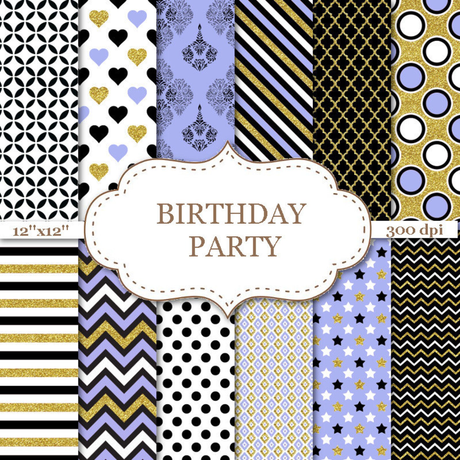 BIRTHDAY PARTY Classic Digital Papers Celebrate Digital Papers - Etsy