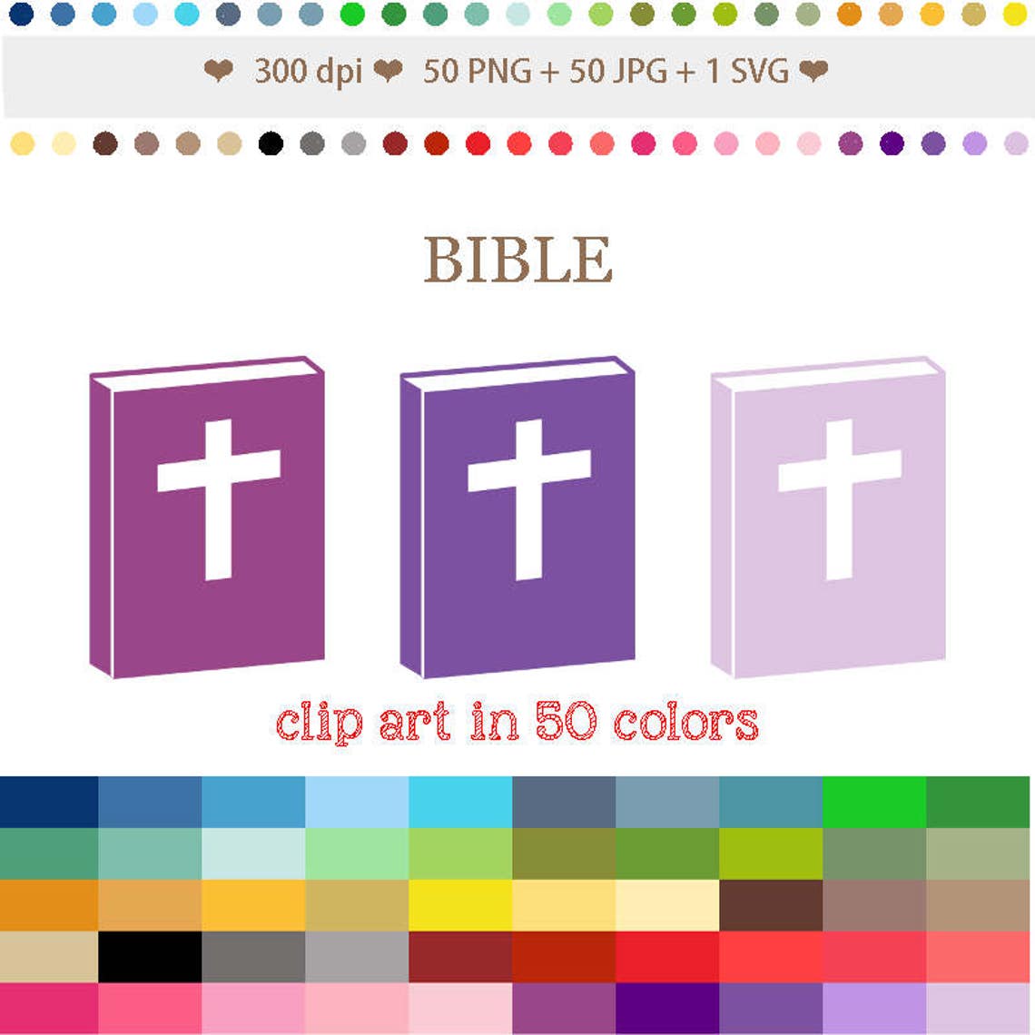 50 Colors Digital BIBLE Clipart Bible Digital Clipart Rainbow Clipart ...