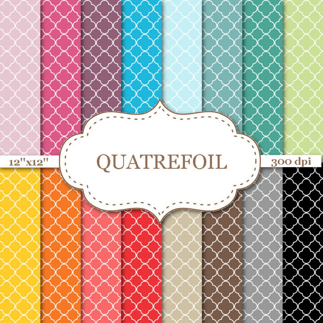 QUATREFOIL Digital Paper Colorful Qatrefoil Scrapbook Paper Printable ...