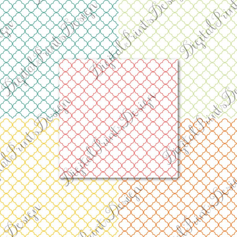 QUATREFOIL Digital Paper Colorful Qatrefoil Scrapbook Paper - Etsy
