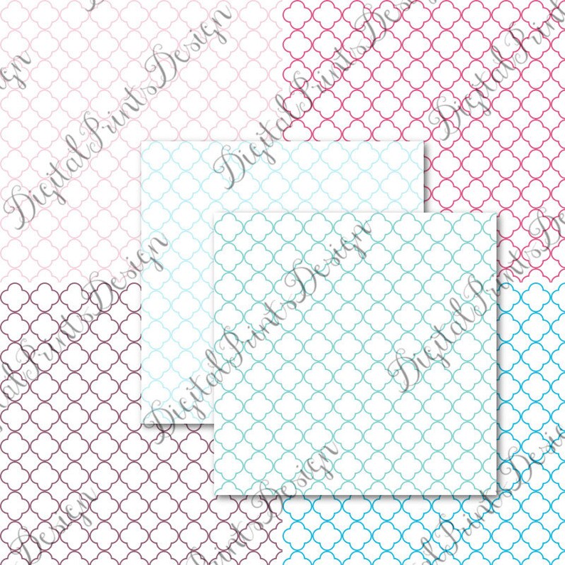 QUATREFOIL Digital Paper Colorful Qatrefoil Scrapbook Paper Printable ...