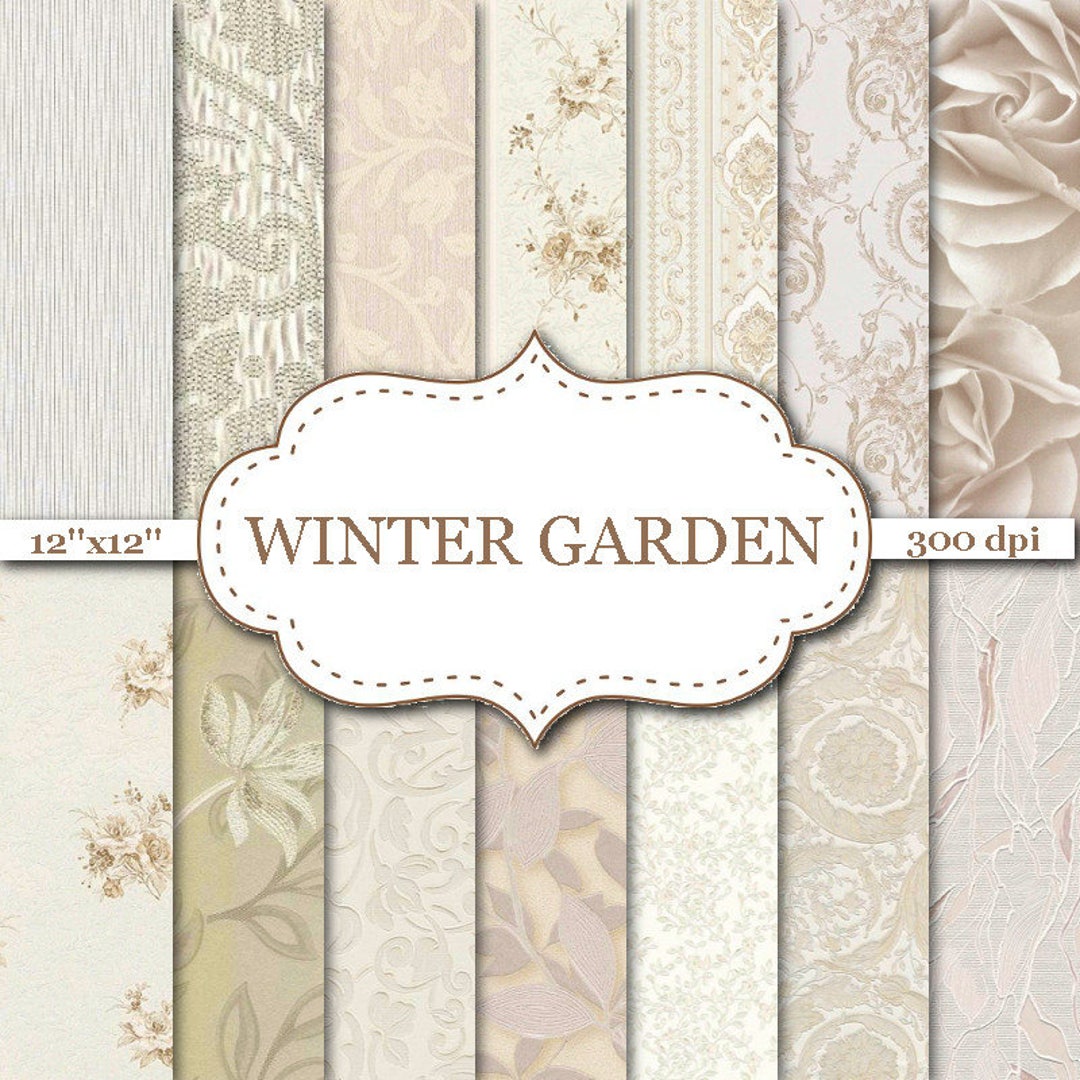 WINTER GARDEN Digital Paper White Pastel Christmas Digital Paper Floral ...