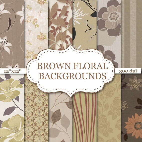 BROWN FLORAL BACKGROUNDS Digital Paper Floral Digital Papers | Etsy