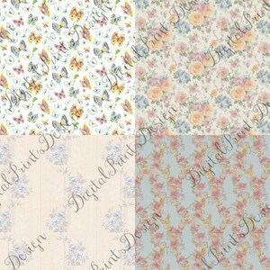 DREAMS OF SUMMER Floral Digital Paper Pink Blue Floral Digital Paper ...