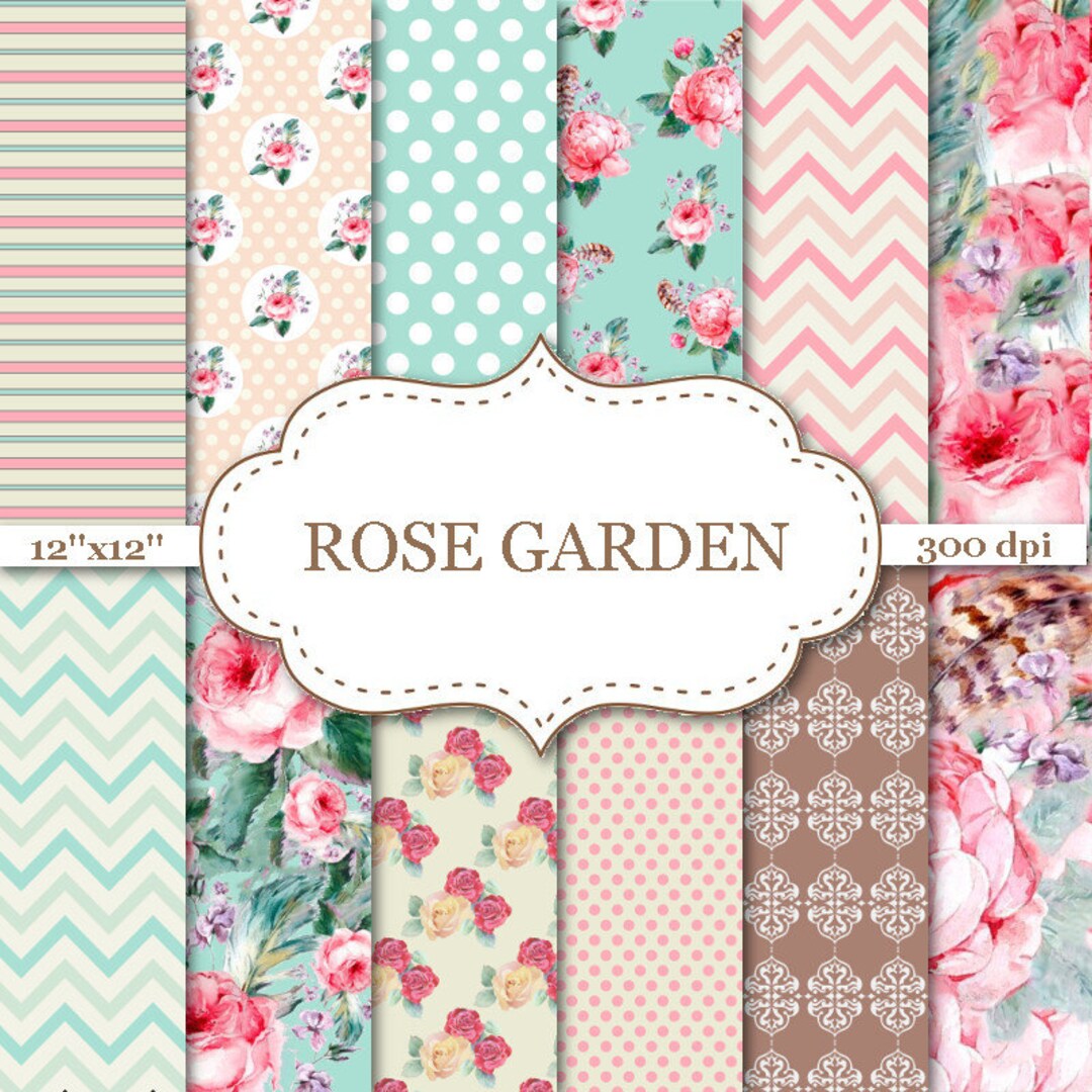 ROSE GARDEN Digital Papers Floral Digital Papers Rose Digital Paper ...