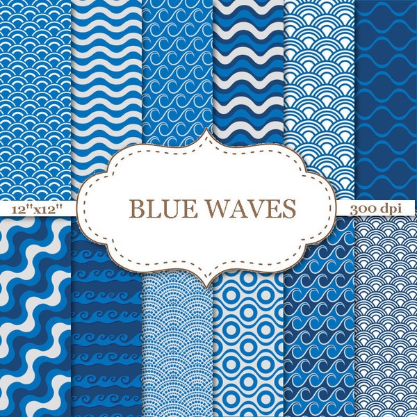 Blue Ocean Waves - Etsy
