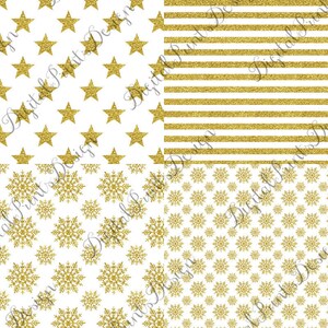 GOLD CHRISTMAS Digital Paper Winter White and Gold Digital Paper Gold ...