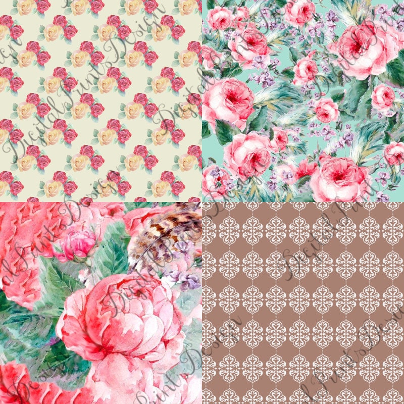 ROSE GARDEN Digital Papers Floral Digital Papers Rose Digital - Etsy