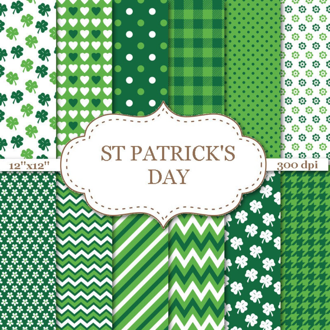 ST PATRICK'S DAY Digital Paper Pack Saint Patrick Papers Green Digital ...