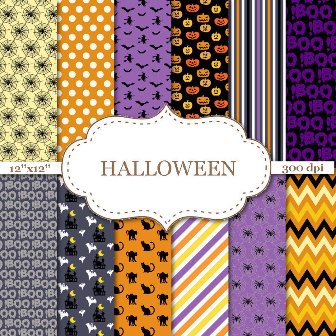 HALLOWEEN Digital Paper Halloween Background Halloween Seamless Pattern ...
