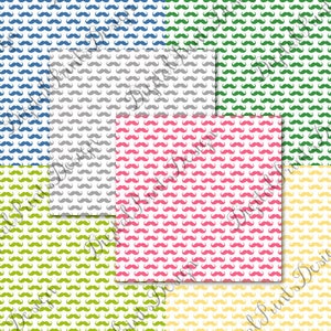 MUSTACHE Digital Paper 50 Color Pack Mustaches Digital Papers Scrapbook ...