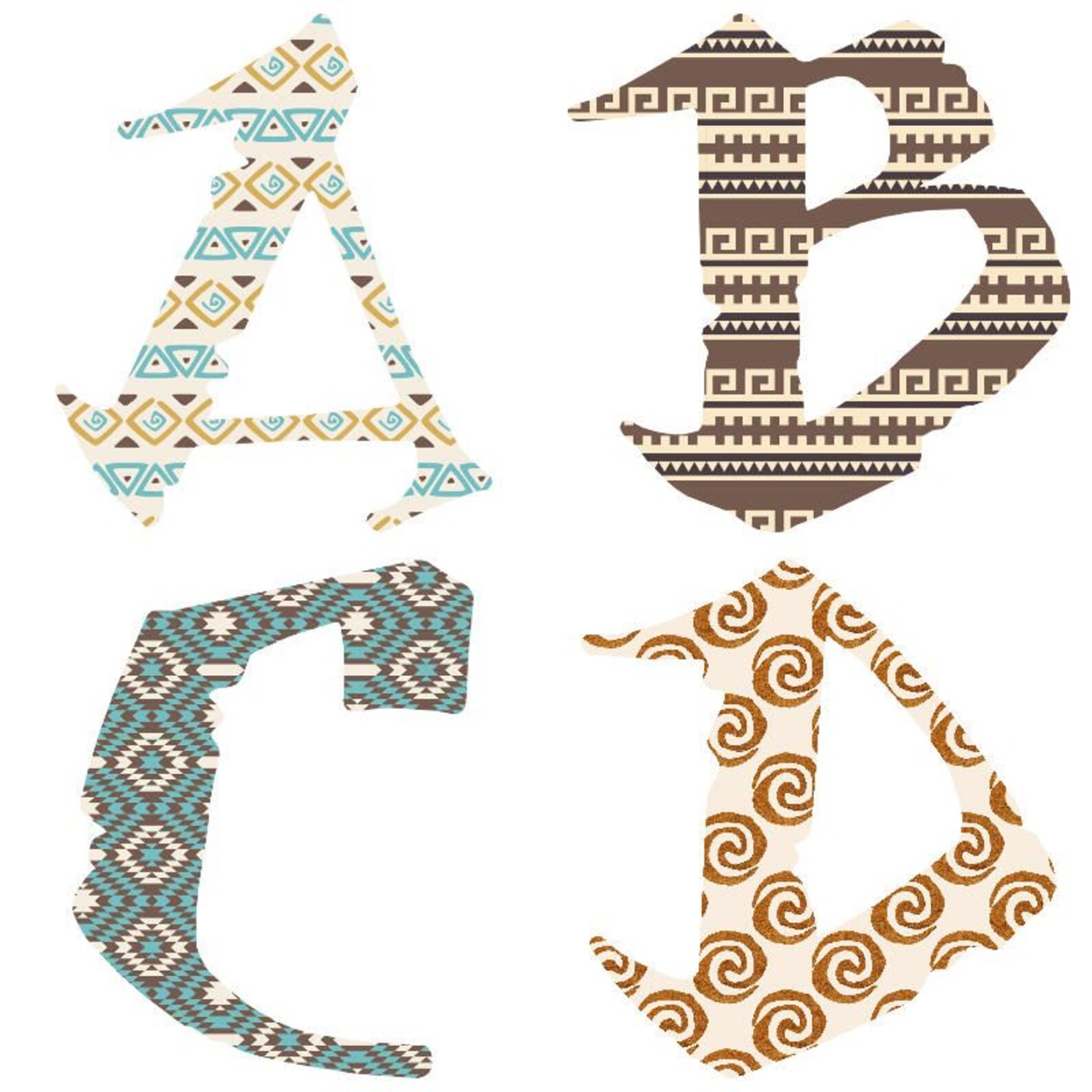 5 MOANA STYLE Alphabet and 4'' Numbers Moana Sign Paper Tribal Pattern ...