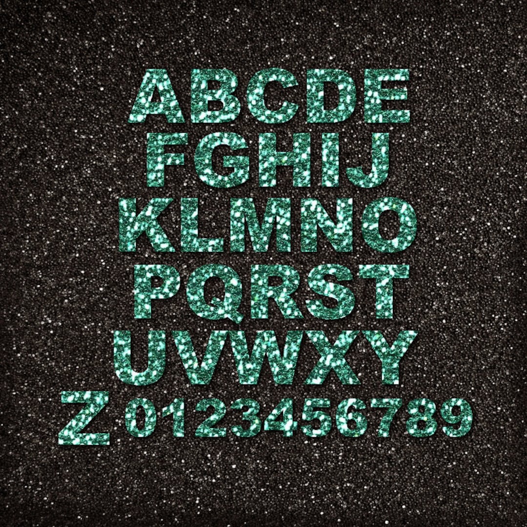 Aqua Glitter Alphabet Clipart Aqua Digital Alphabet Letters Aqua ...