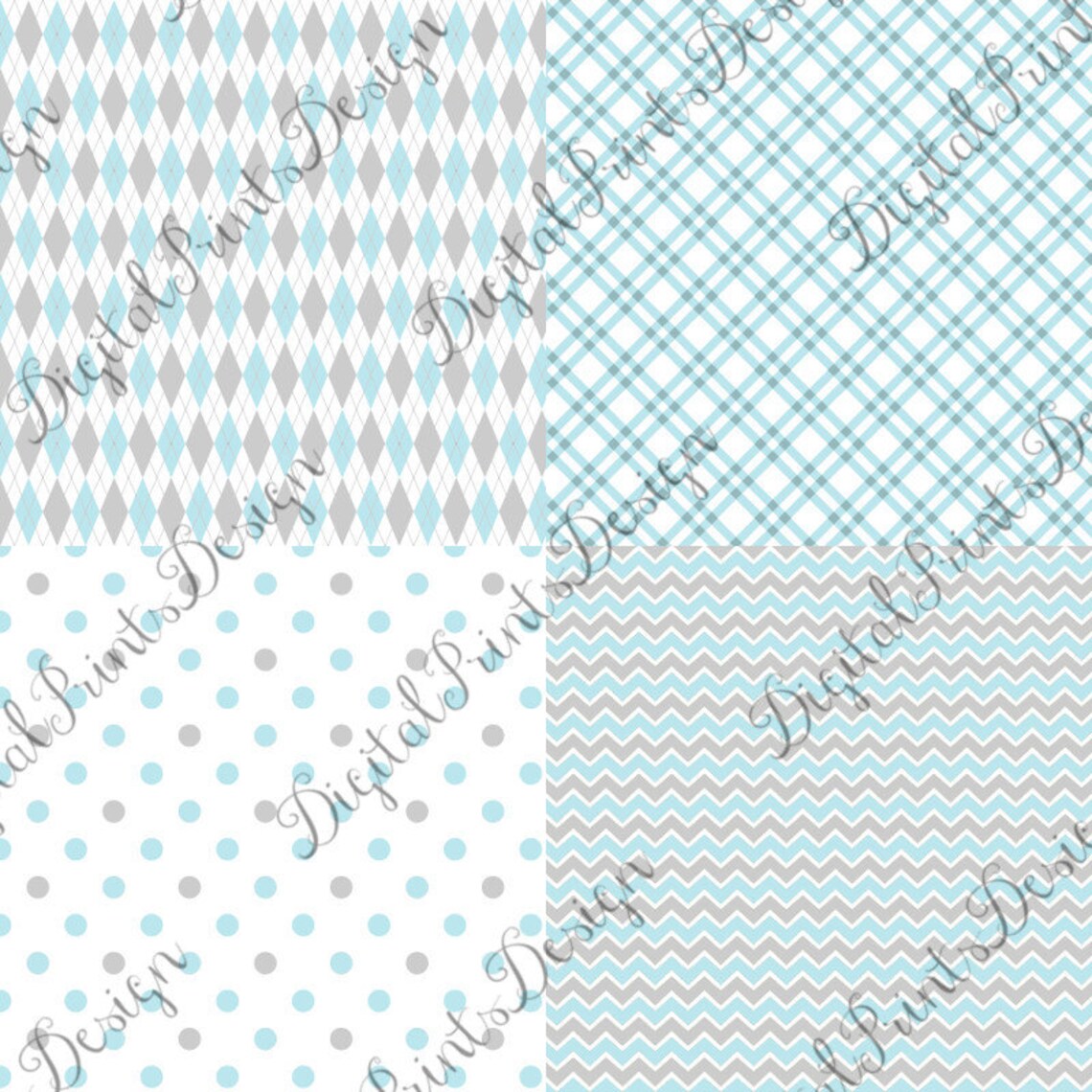 Blue and Gray Baby Boy Digital Paper Backgrounds New Baby - Etsy
