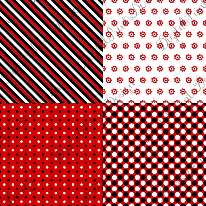 LADYBUGS SUMMER Red and Black Digital Paper Ladybug Papers - Etsy