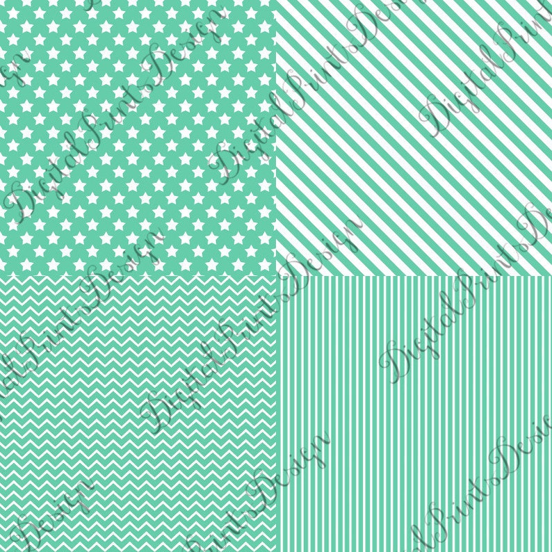 Mint Geometric Digital Papers Printable Mint Geometric Pattern Mint ...