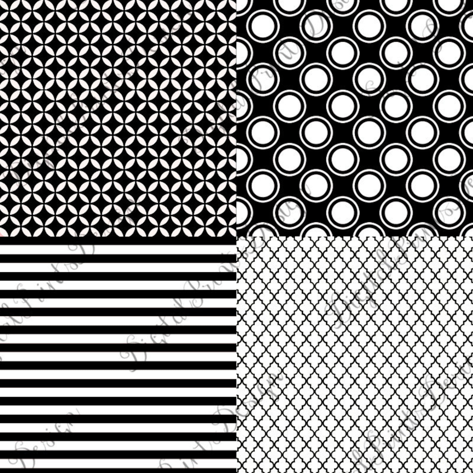 Black Geometric Digital Papers Printable Black Geometric Pattern ...