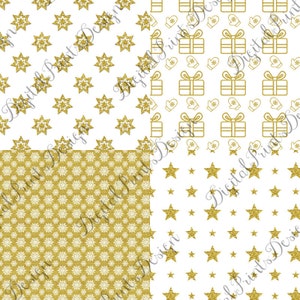 GOLD CHRISTMAS Digital Paper Winter White and Gold Digital Paper Gold ...