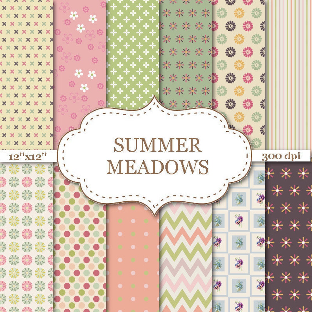 SUMMER MEADOWS Floral Digital Paper Small Flowers Digital Paper Floral ...