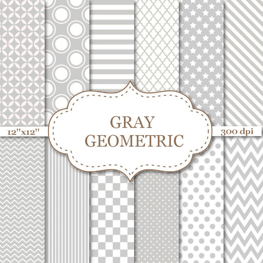 Gray Geometric Digital Papers Printable Gray Geometric Pattern ...