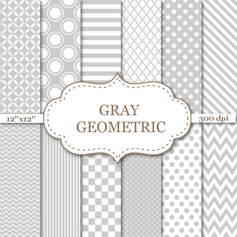Gray Geometric Digital Papers Printable Gray Geometric Pattern - Etsy