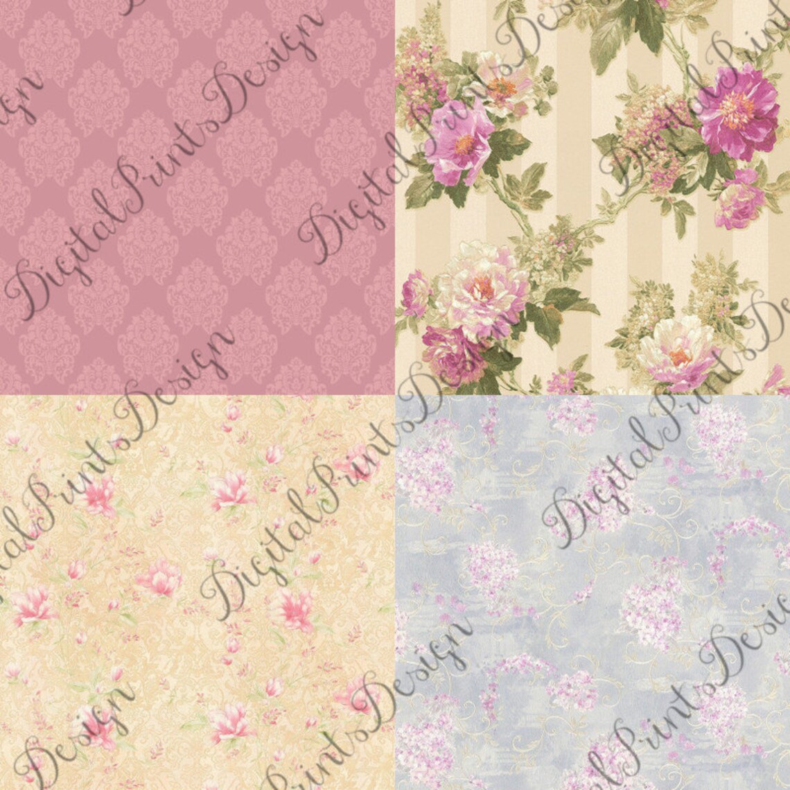 FLORAL MAGIC Digital Paper Shabby Chic Paper Floral Digital - Etsy