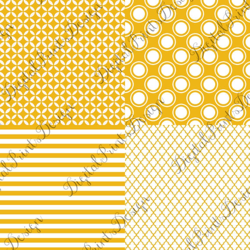 Mustard Yellow Geometric Digital Papers Printable Mustard Geometric ...