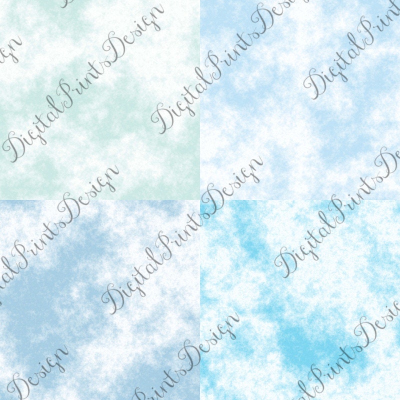 CLOUDY SKIES Digital Papers Clouds Scrapbooking Paper Blue Sky - Etsy